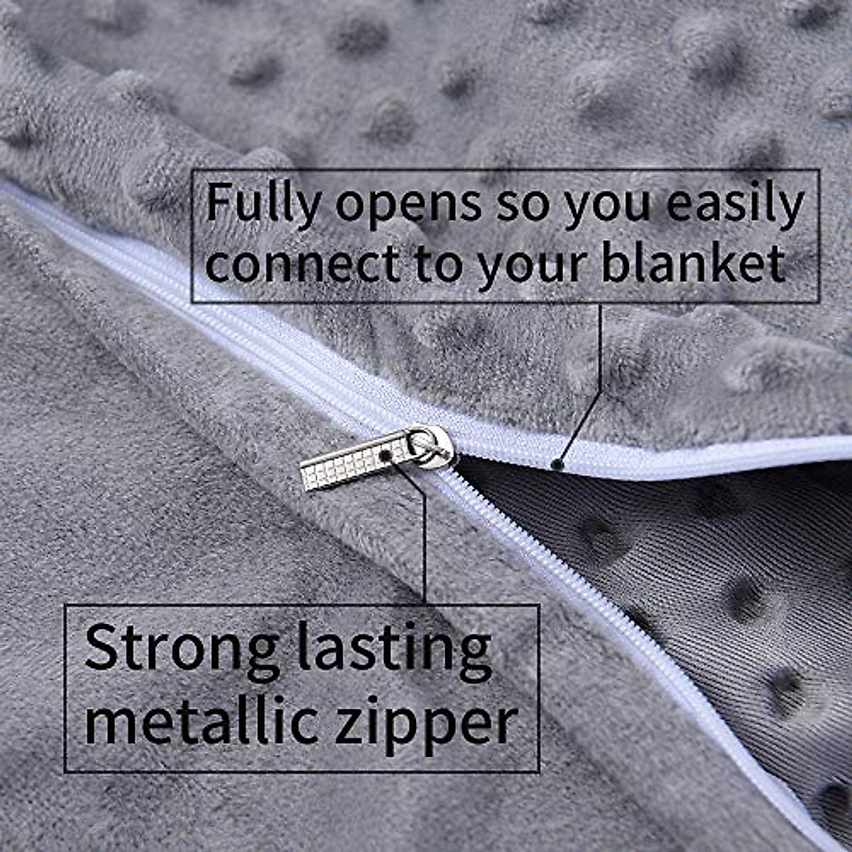 Dobeans Removable Cover for Weighted Blanket 60x80 Grey Weighted Blanket Cover Queen Size Minky Duvet Cover for Child Adult Breathable Weighted Blanket Duvet Cover for Summer and Winter