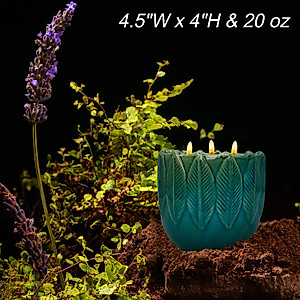 Exquisite Ceramic Citronella Candle Outdoor, Natural Essential Oils & Soy Wax Scented Candle, Indoor Outdoor Ambiance Enhancing Centerpiece Candles, 20oz 3-Wick Large Citronella Candle