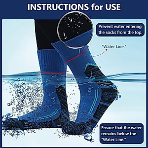 RANDY SUN Mens Waterproof Hiking Socks, Women's Skiing Camping Wading Trail Climbing Cycling Fishing Sports Windproof Business Crew Cushioned Socks, Black Grey M