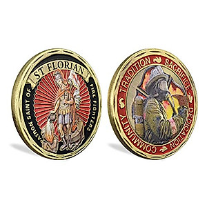 St. Florian Patron Saint of Firefighters Challenge Coin United States Prayer