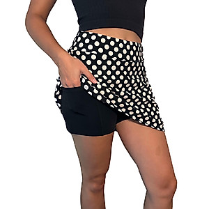 Black & White Polka Dot Flutter Style Golf/Tennis Skort/Skirt (Small)