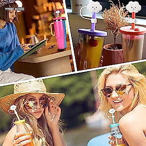6Pcs Cloud Straw Covers Cap for Stanley Cup,Compatible with Stanley Cup 30&40 oz with Handle,Reusable Silicone Straw Tip Topper for Stanley Accessories,Soft Protector Cover for 0.4 inch/10mm Straws