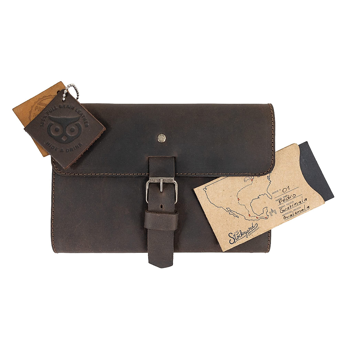 Hide & Drink, Large Fishing Lure Case for Hooks, Squid Jig Organizer - Handmade from Full Grain Leather - Bourbon Brown