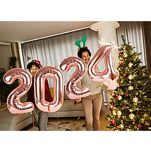 2024 New Years Decorations, 40 in 2024 Balloon Numbers, Nye Decorfor New Years Eve Party Supplies, Graduation Backdrop, Rose Gold