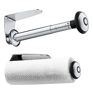 GIFZES Under Cabinet Paper Towel Holder for Kitchen,Stainless Steel Paper Towel Holders Wall Mount,9.9In Self Adhesive Drilling Paper Towel Rolls Kitchen Bathroom Door Rustproof Rack Silver