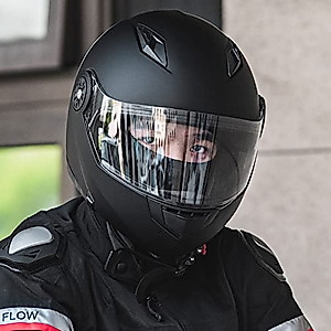 ILM Flip Up Full Face Modular Motorcycle Helmet for Adults Men Women Cascos para Motos Street Bike Motocross Helmet DOT 115(Matte Black,Medium)