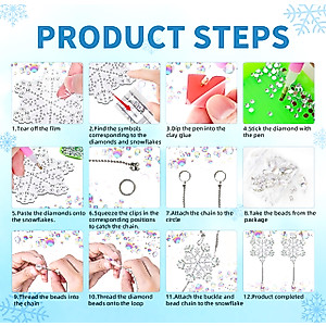 MJFUNTXY 6 Sets Christmas Snowflakes Diamond and Painting Ornaments 5D Winter Christmas Snowflakes Painting Kits Diamond Art Christmas Ornaments Winter Hanging Christmas Pendant DIY Wind Chime Decora