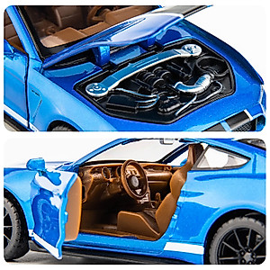 WAKAKAC Diecast Car1/32 Shelby GT350 Model Car Pull Back Collectible Toy Car with Sound and Light Toy Vehicle for Boys Adults Gift (Blue)