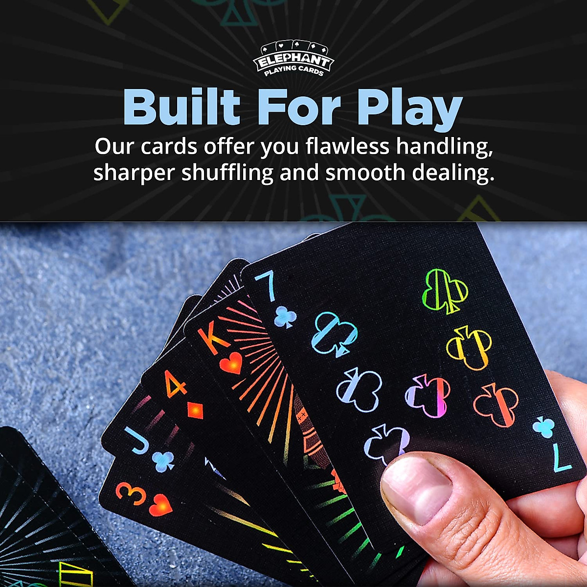PREMIUM PLAYING CARDS, High Quality Deck of Cards, Cool Prism Gloss Ink, Best Poker Cards, Unique Bright Rainbow & Red Colors for Kids & Adults, Black Card Decks Games, Standard Size