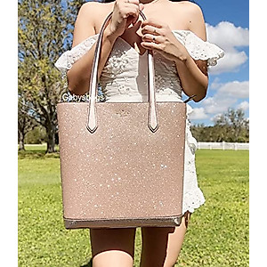 Kate Spade New York kate spade Tinsel Glitter Shoulder Tote Bag Handbag Holiday Collection 2022 (Rose Gold)