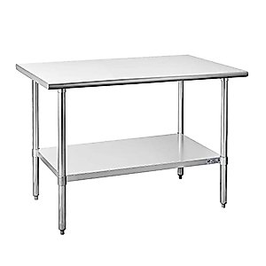 Hally Stainless Steel Table for Prep & Work 30 x 48 Inches, NSF Commercial Heavy Duty Table with Undershelf and Galvanized Legs for Restaurant, Home and Hotel