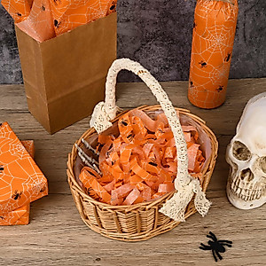 Bolsome 100 Sheets Halloween Tissue Paper for Gift Wrapping Orange Black Spider Web Printed Tissue Paper for Gift Bags Spooky Design Decorative Tissue for Halloween Party DIY Craft