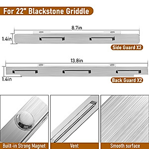 Grarg Wind Guards for Blackstone 22” Griddle,Blackstone Griddle Accessories Stainless Steel Magnetic Wind Screen for Outdoor Backyard BBQ Cooking Gas Saving(22 Inch)