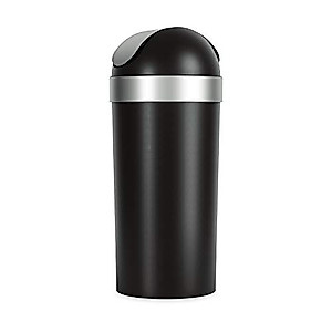 Umbra Venti Kitchen Trash Can with Swing Top Lid, Large 16-Gallon (62 L) Capacity, Black/Nickel