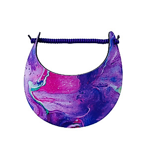 Pickleball - Fashion Fabric Foam Sun Visor for Women - Adjustable to Any Size Head - No Pressure & No Headache! | Abstract Purple