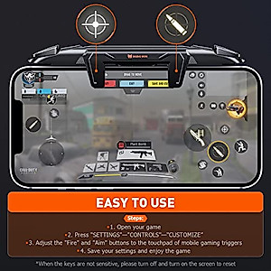 BIGBIG WON Gaming Triggers, Mobile Game Controller for PUBG/Fornite/Call of Duty Integrated Mobile Triggers Aim Button Shooter Joystick for iPhone and Android Mobile Gaming Trigger Black