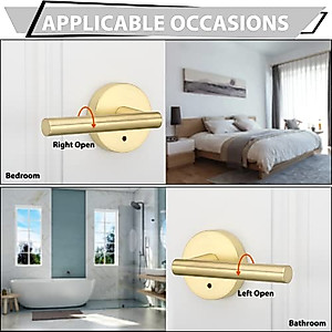 Haidms 6 Packs Gold Heavy Duty Door Handle Interior,Privacy Door Lever Handle, Bathroom Door Handles Interior, Modern Bedroom Door Handle