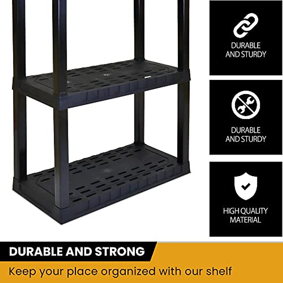 Koolatron Oskar 4-Tier Storage Shelf, Heavy Duty Shelving Unit, 400lbs(14 x 30 x 57 inch), Multipurpose Organizer for Garage, Laundry Room, Utility Shed, Made in North America, Black