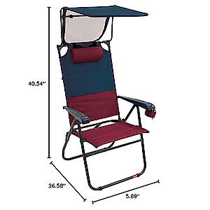 Rio Gear Hi-Boy 17" Extended Seat Height Folding Aluminum Canopy Chair - Charcoal/Oxblood