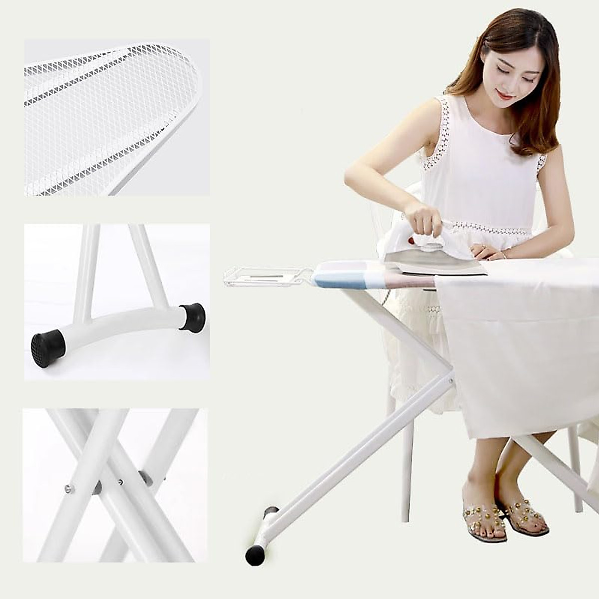 Ironing Board, Non-Slip Foldable Ironing Stand, Ironing Board with Iron Rest Features, Extra Wide Countertop Ironing Board, Adjustable Height, Home Ironing Board