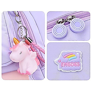 Uamdrup Kids Purple Unicorn Backpack For Girl, Cute Lightweight Durable Large Capacity School Bookbag Waterproof Travel Bag With Lunchbag