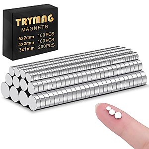 TRYMAG Small 400Pcs Rare Earth 3 Different Sizes Tiny Mini Magnets for Crafts, Small Round Fridge Magnets for Miniatures, Refrigerator, Office, Kitchen Cabinet, DIY
