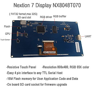 DIYmalls Nextion 7 inch HMI Display Resistive Touch Screen 5V TFT LCD 800x480 for Arduino ESP32 Development Board (NX8048T070)
