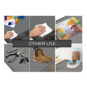 Spill Agent Under Sink Mat, 34’’ x 22’’under sink mats for kitchen Waterproof Silicone Sink Cabinet Protector Mat with Drain Hole,Flexible Sink Drip Tray,Free Cleaning Brush,for Kitchen,Bathroom,Grey,