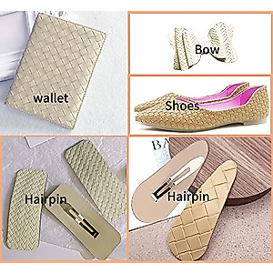 8Pcs /Set Beige Series Woven Texture Embossed Faux Leather Sheets 7.78 x 11.81 Inch Includes Weave Embossed Textured and Lattice Striped Fabrics, for Making Earrings, Handbag, Hair Bows and DIY Crafts