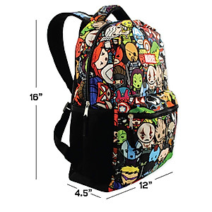 Marvel Kawaii Avengers Boys Girls 16" School Backpack (One Size, Black/Multi)
