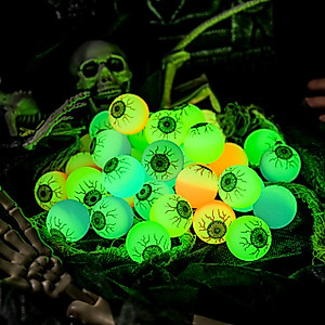 JOYIN 36 PCS Halloween Glow Eyeball Bouncy Ball, Glow in The Dark Bouncing Balls for Halloween Party Favors, Glowing Bounce Ball for Party Decorations, School Classroom Game Prizes Kids Gift