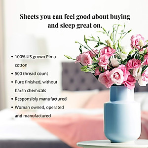 THOMAS LEE Queen Size Percale Cotton Sheet Set | White | 500 Thread-Count | US-Grown Supima Cotton Sheets