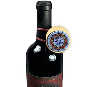Wine Bottle Stopper – Unique gift for Dinner Host, Wine Lover, or Housewarming – a versatile wine accessory, use for Wine or Champagne – Handmade of Murano Glass and Portuguese Cork keeps wine fresher