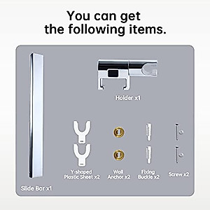 G-Promise No Drilling Metal Shower Slide Bar with Height and Angle Adjustable Handheld Shower Head Holder |Strong Adhesive Disc Mount or Wall-Mounted (Chrome)