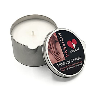 LOVE PLAY Passion Massage Candle - Moisturizing Body Oil Candle for Couples and Home Spa - Luxurious & Hydrating Skin Care Body Massage Oils - Natural, Vegan - (6.76oz)