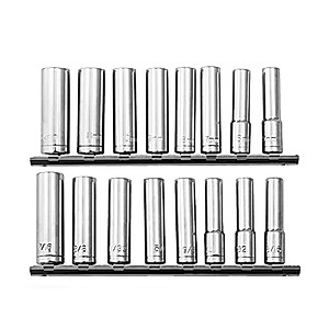 VCT 18PC 1/4" Dr Drive SAE Standard & MM Metric Deep Deepwell Hand Socket Set (6-Point)
