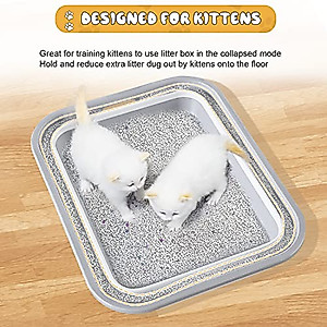 Maohegou Senior Three Legged Arthritic Low Entry Open Cat Litter Box for Sick Frail Handicap Disabled Cats, Older Elderly Corner Cat Litter Box (one Pack)