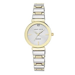Anne Klein Women's AK/2435SVTT Diamond-Accented Two-Tone Bracelet Watch