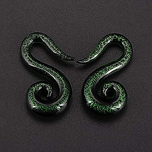 Beautidots Glass Ear Spiral Tapers Plugs Seahorse Shape Hanger Ear Gauges Stretchers Piercing 8g 6g 4g 2g