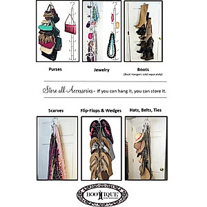 Luxury Purse Hanger Organizer for Over Door/Closet- Max Purse Storage, Handbag Holder Rotates 360, Heavy Duty Chrome Holds 50lbs; Purses, Handbags, Totes, Crossbody, Backpacks, Fanny, Belt Bags