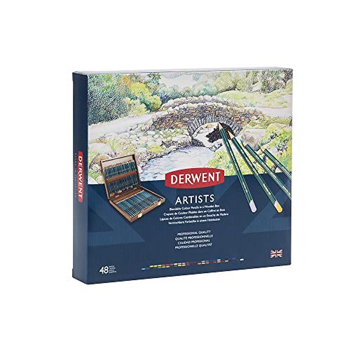 Derwent Artists Color Pencils, 4mm Core, Wooden Box, 48 Count (0700643)