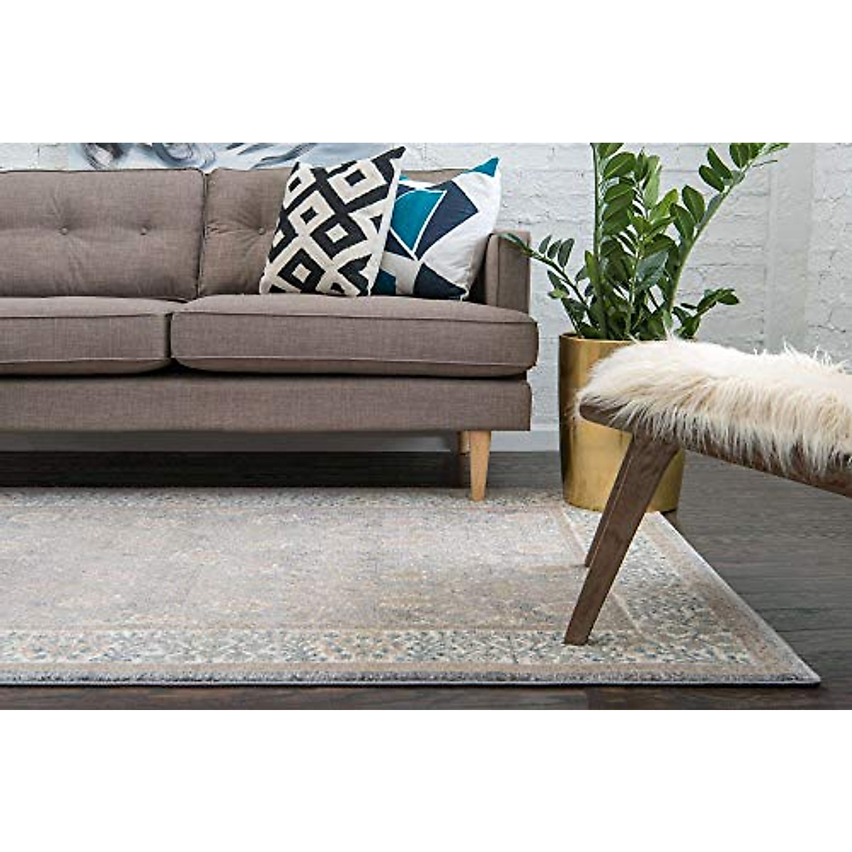 Unique Loom Salzburg Collection Area Rug - Gneis (6' 1" x 9' Rectangle, Gray/ Ivory)