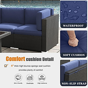 KHOLH Patio Furniture Set with Fire Pit Table, 15 Pieces Outdoor All-Weather Wicker Conversation Sectional Chair Sofa Set with 4 Swivel Chairs