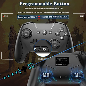 UNIHOW Bluetooth Controller for iPhone/Mobile Phone/Switch/PC/Mac/iPad/Android/Laptop/TV, Switch Pro Controller Gamepad Joystick for Apple Arcade MFi Games With Clip, Backbone and Trigger Keys