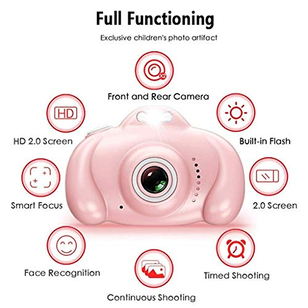 LKYBOA Digital Camera for Kids Gifts, Camera for Kids 3-10 Year Old 2.4 Inch Displaywith 2019 Upgraded (Color : A)