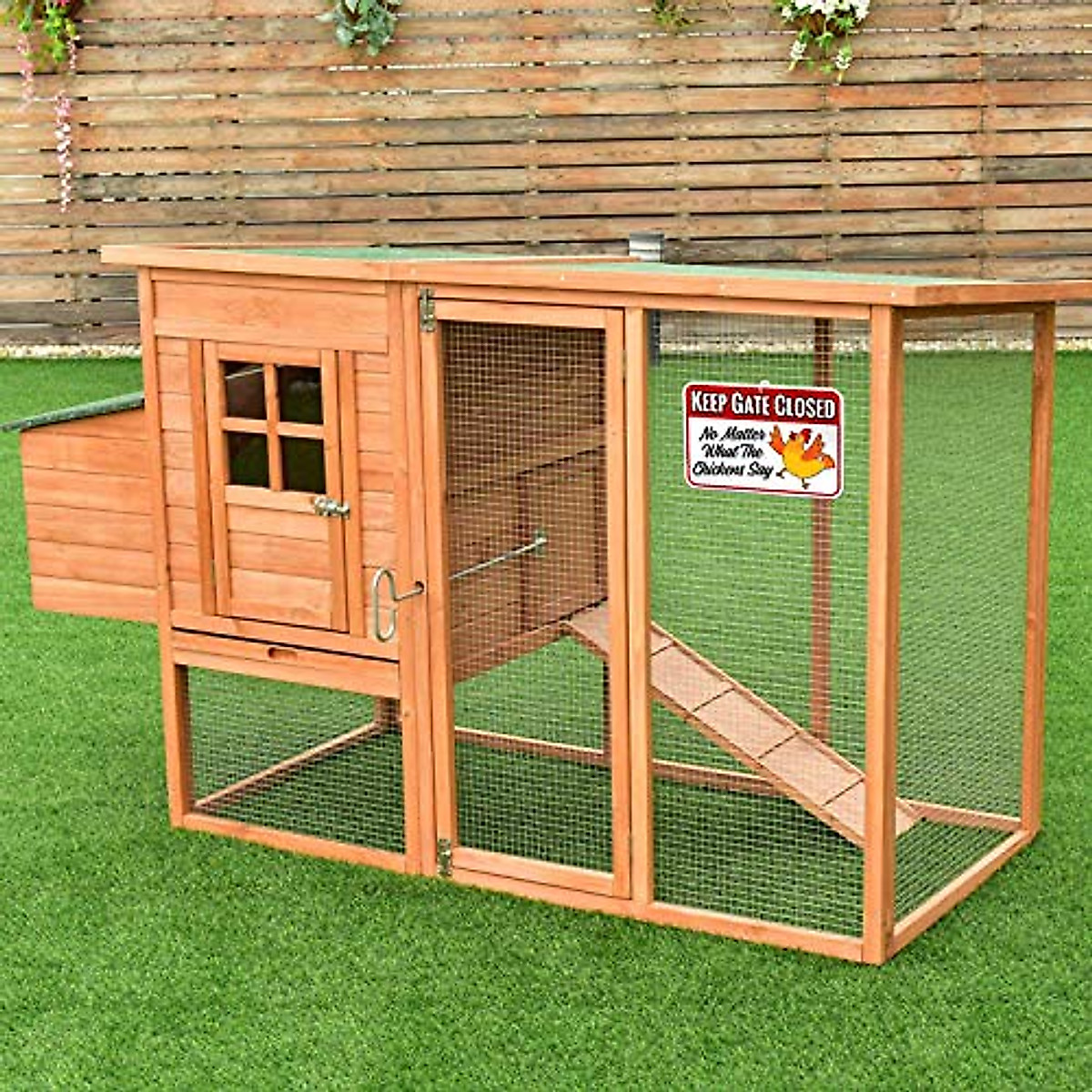 Bigtime Signs Keep Gate Closed - No Matter What The Chicken Say | PVC Chicken Decor 9x12''-Christmas Chicken Yard Decorations Chicken Coop Accessories-Chicken Gifts for Chicken Lovers