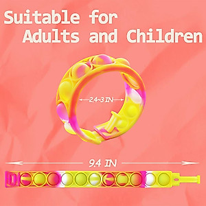 ZNNCO 30PCS Push Pop Pop Bubble Toy Fidget Bracelet, Durable and Adjustable, Multicolor Stress Relief Finger Press Bracelet for Kids and Adults ADHD ADD Autism