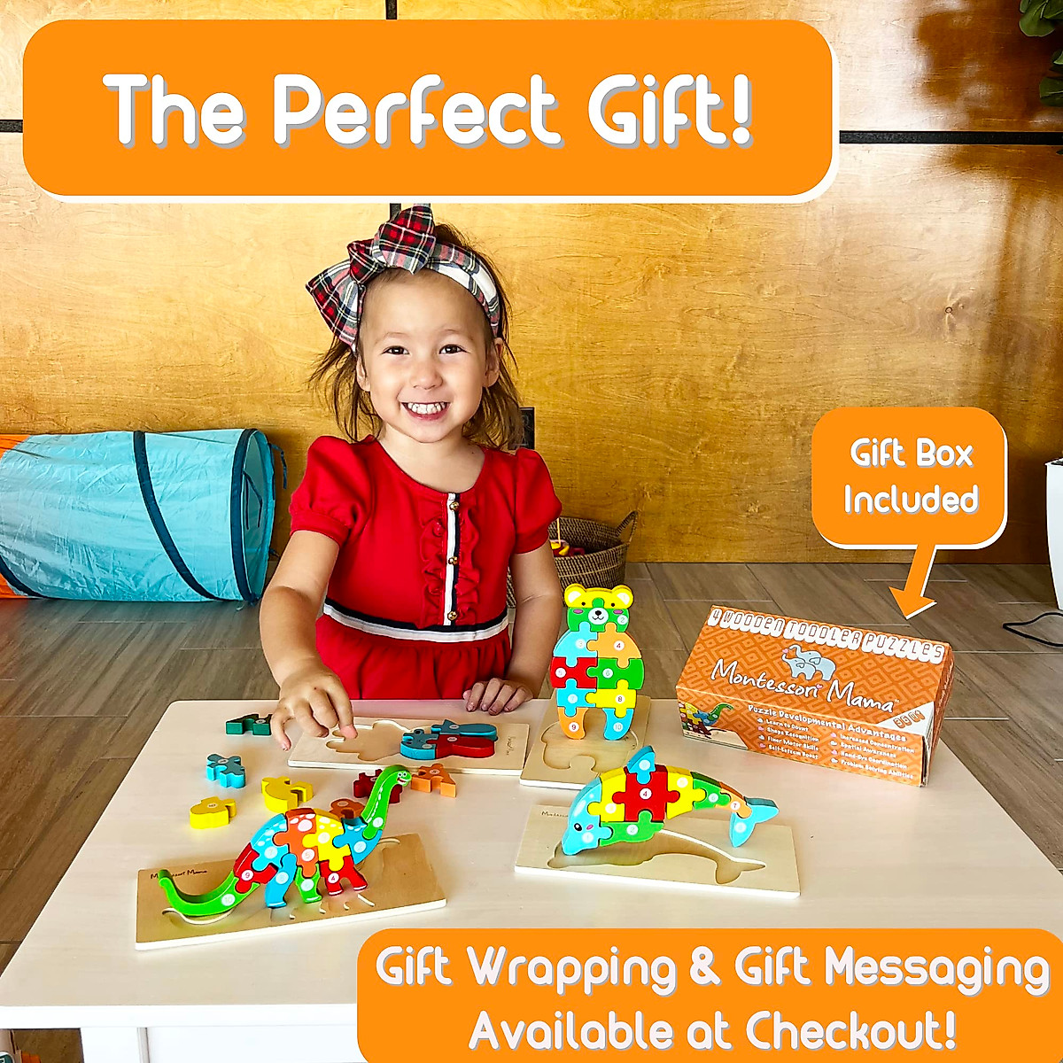 Montessori Mama Wooden Toddler Puzzles for Kids Ages 2-4, Montessori Toys for 3 Year Old, Animal Toddler Toys Ages, 4-Pack Learning Toddler Puzzle