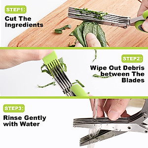LUVCOSY 3 Packs Herb Scissors Set - 5 Blades Herb Scissors with Herb Stripper, 2 Packs Herb Stripper Tools with Safe Cover, Cool Kitchen Gadgets for Cutting Fresh Garden Herbs