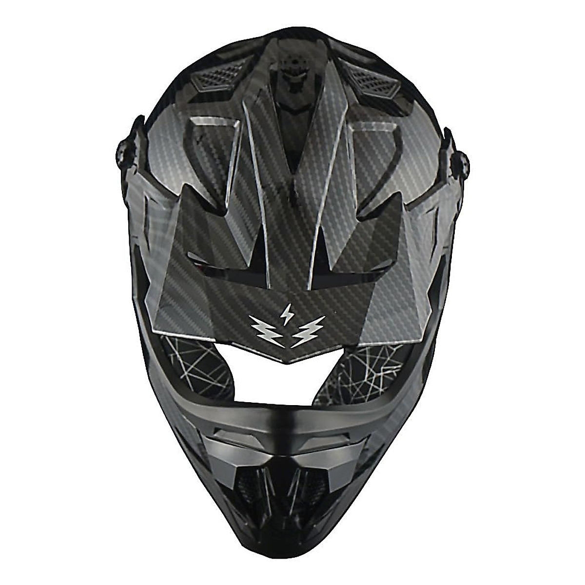 1Storm Adult Motocross Helmet ATV Dirt Bike BMX MX Downhill Mountain Helmet Track Style JH601; Carbon Fiber Black